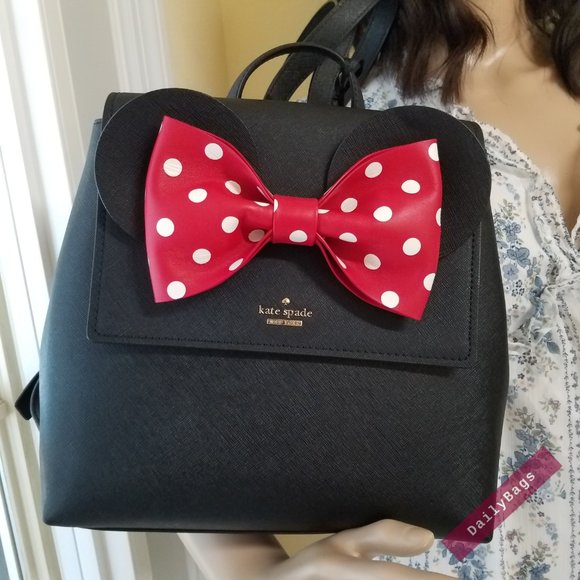 kate spade | Bags | Kate Spade Minnie Mouse Disney Black Backpack Red ...